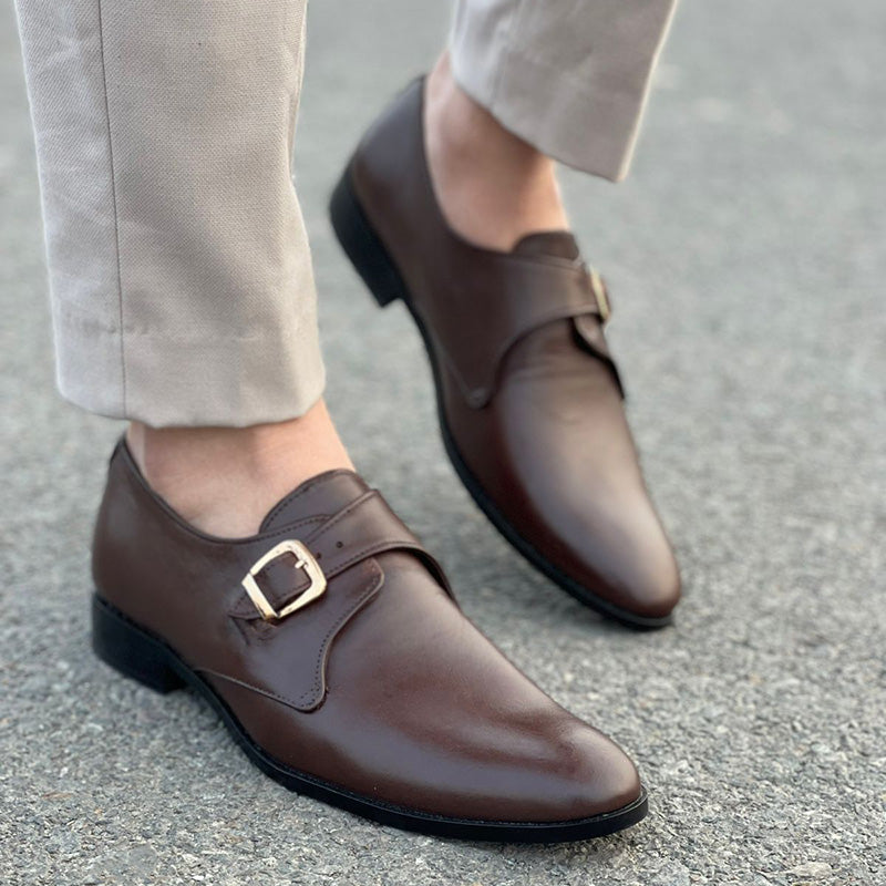 Premium Single Monk Brown Shoes for Men in Pakistan – Degora