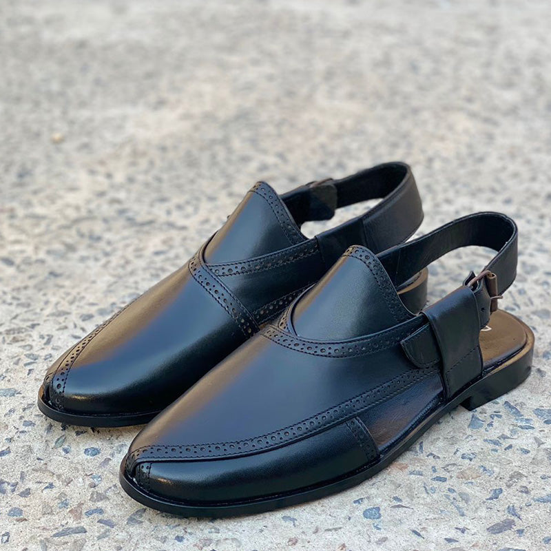 Premium Black Peshawari Chappal for Men | Leather Wear – Degora